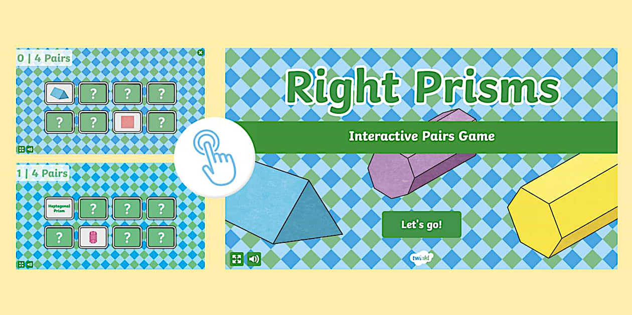 Right Prisms Interactive Pairs Game (teacher made) - Twinkl