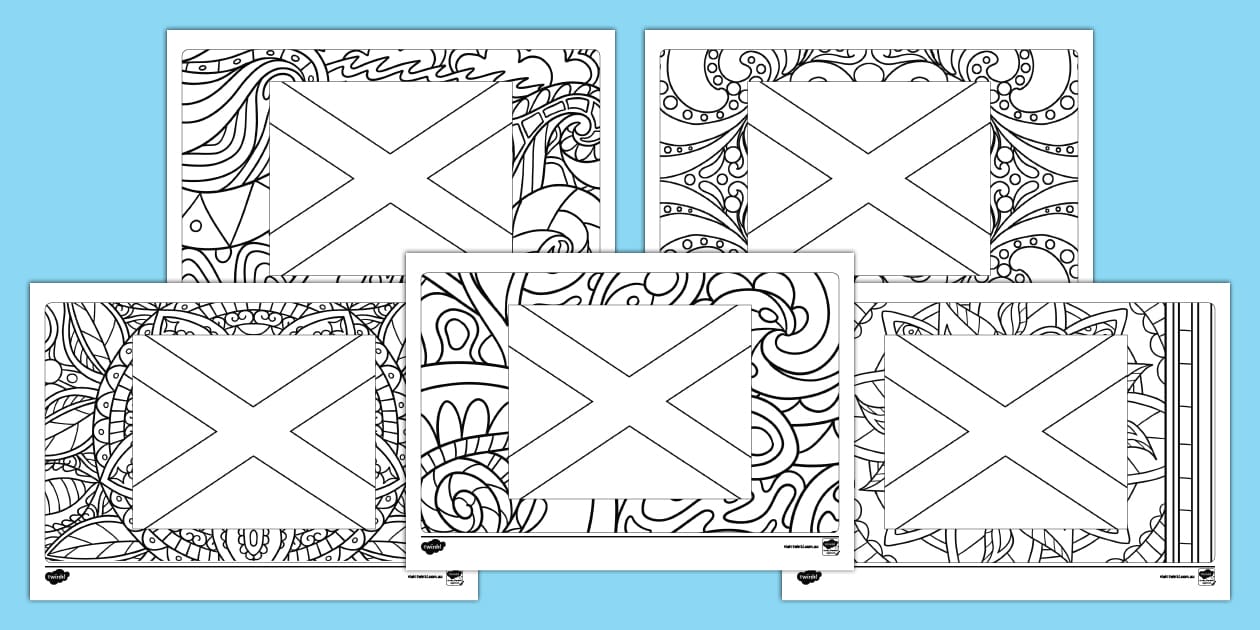 Scotland Flag Mindfulness Colouring Sheets (teacher made)