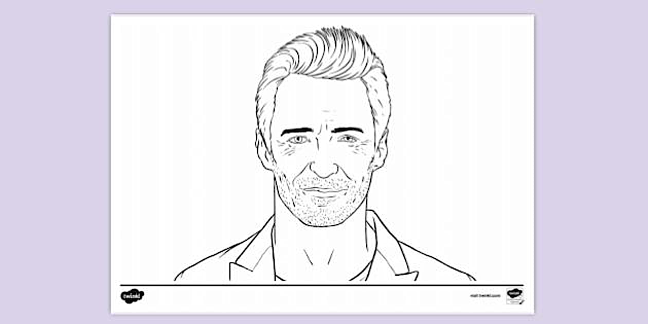 Hugh Jackman Colouring Sheet | Colouring Sheets - Twinkl