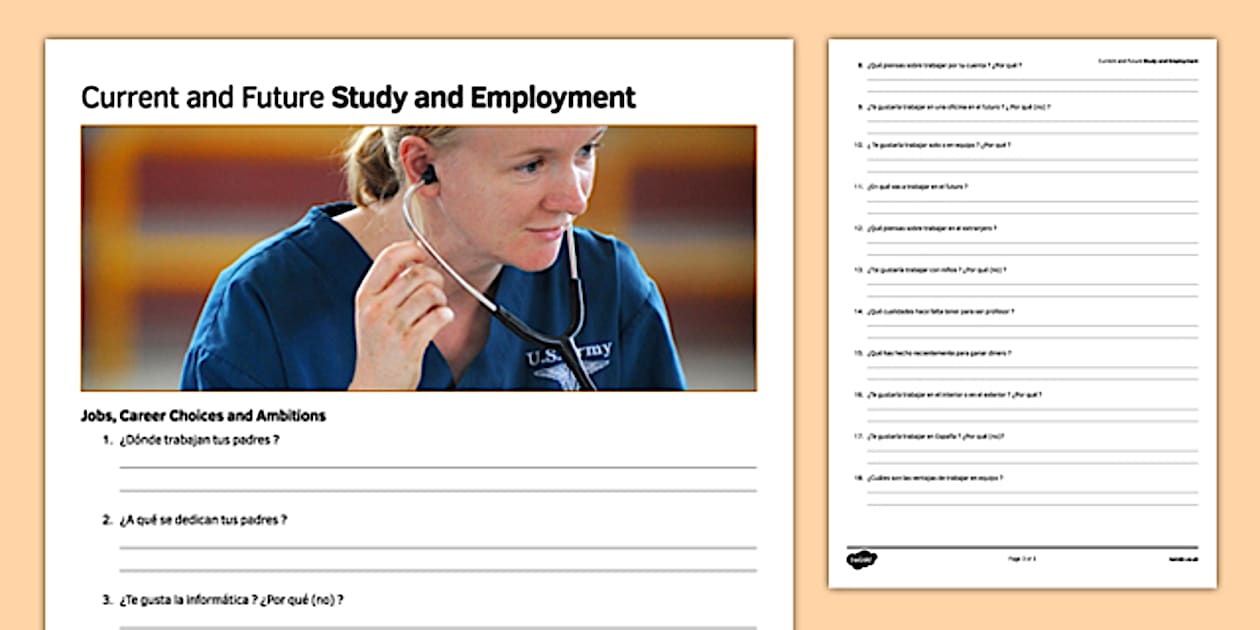 General Conversation Jobs Career Choices & Ambitions Question List Spanish
