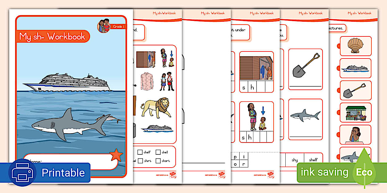 Grade 1 Phonics: sh- Workbook (teacher made) - Twinkl