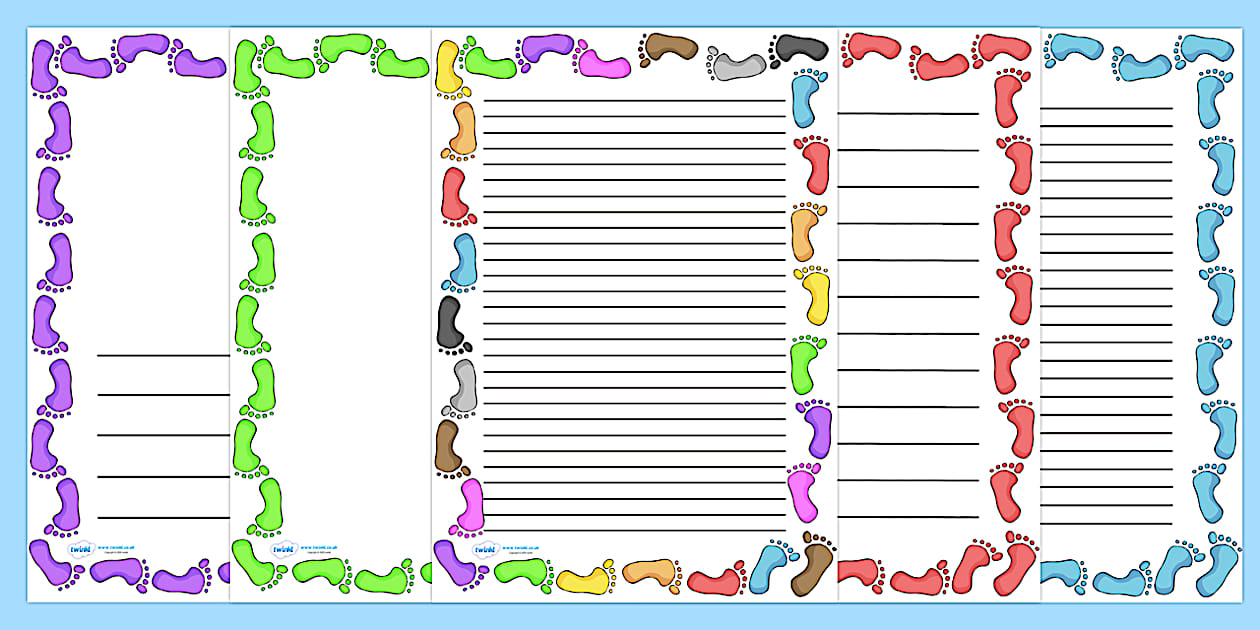 Editable Footprint Page Borders (teacher made) - Twinkl