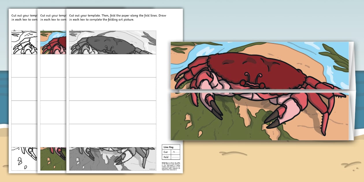 Crab Folding Art Template (teacher made) - Twinkl