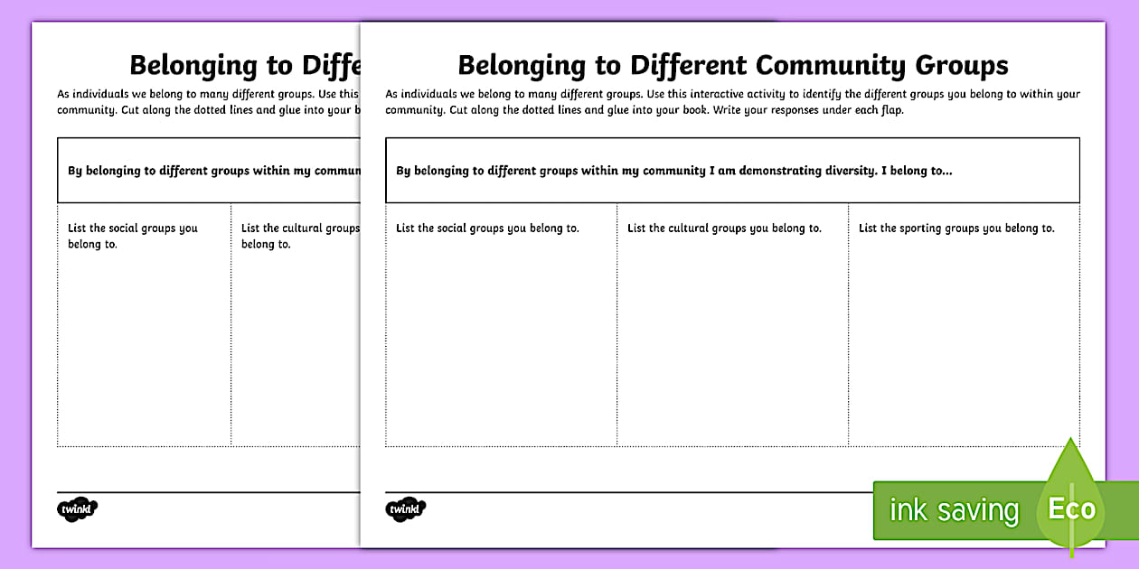 Belonging to Different Community Groups Interactive Activity