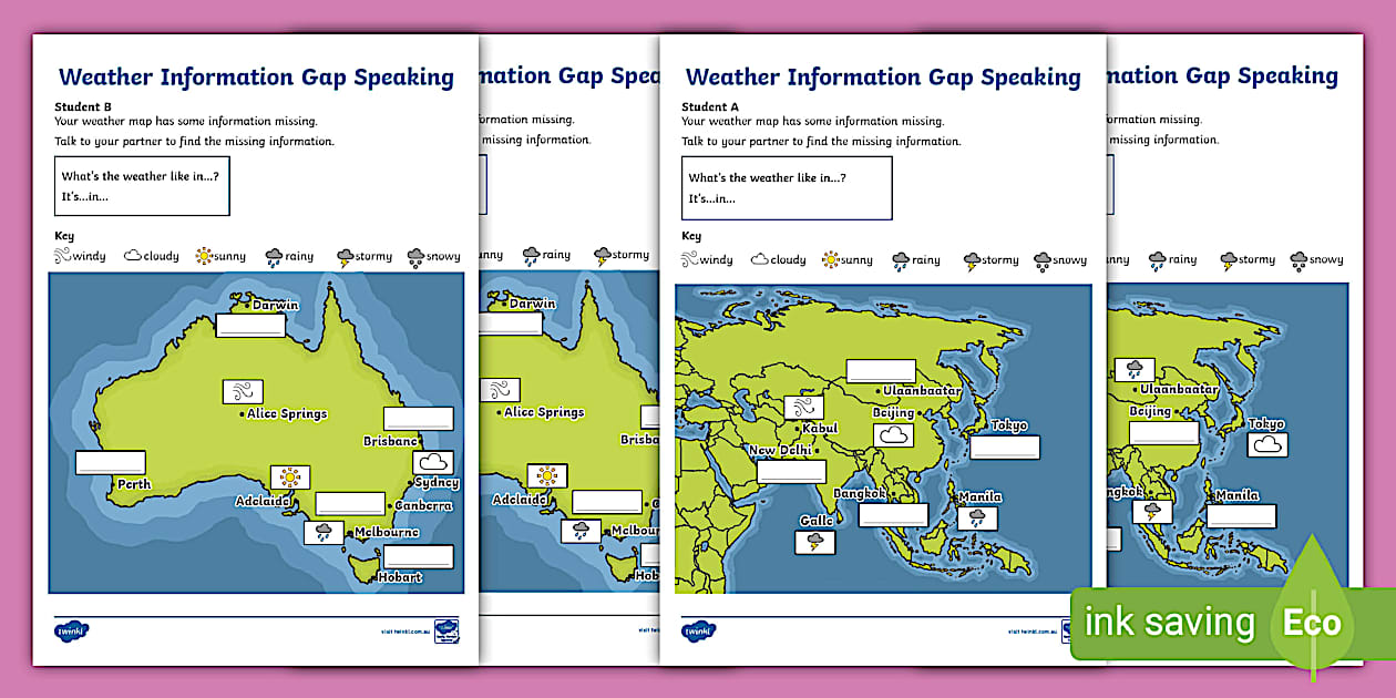 Weather Map for Australia and Asia Activity (teacher made)