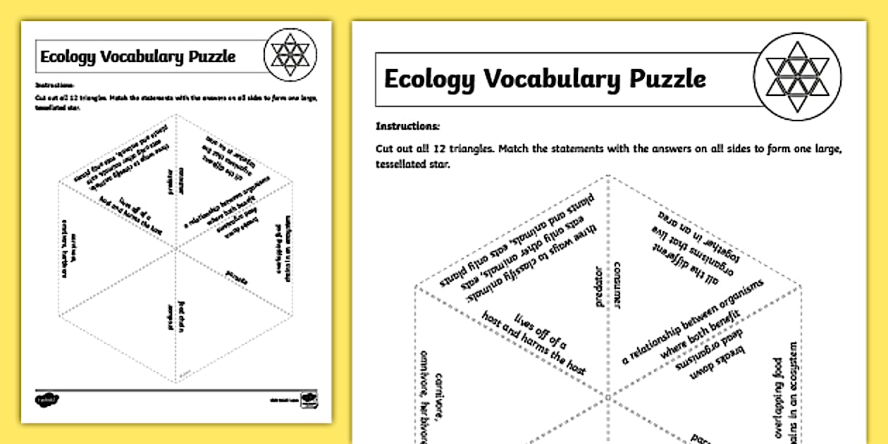 Ecology Vocabulary Puzzle Vocabulary Puzzle