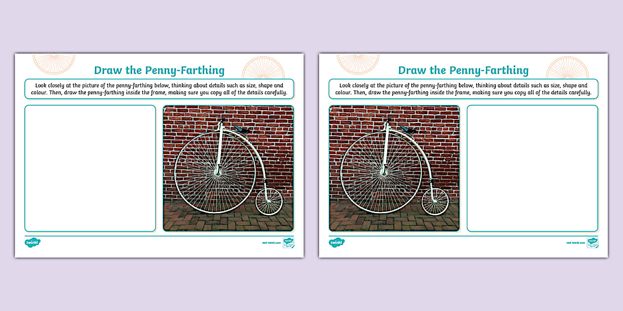 Draw the Penny-Farthing Worksheet - Twinkl