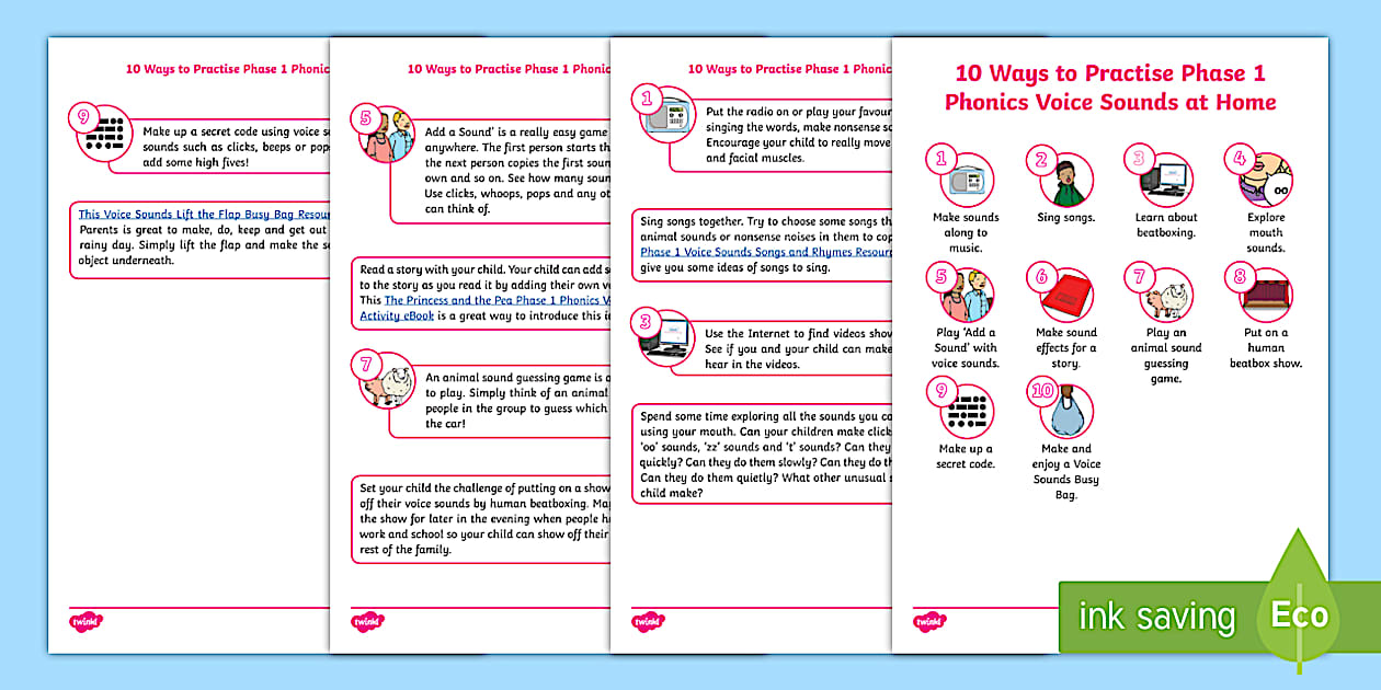 10 Ways to Practise Phase 1 Phonics Voice Sounds at Home Guide for Parents