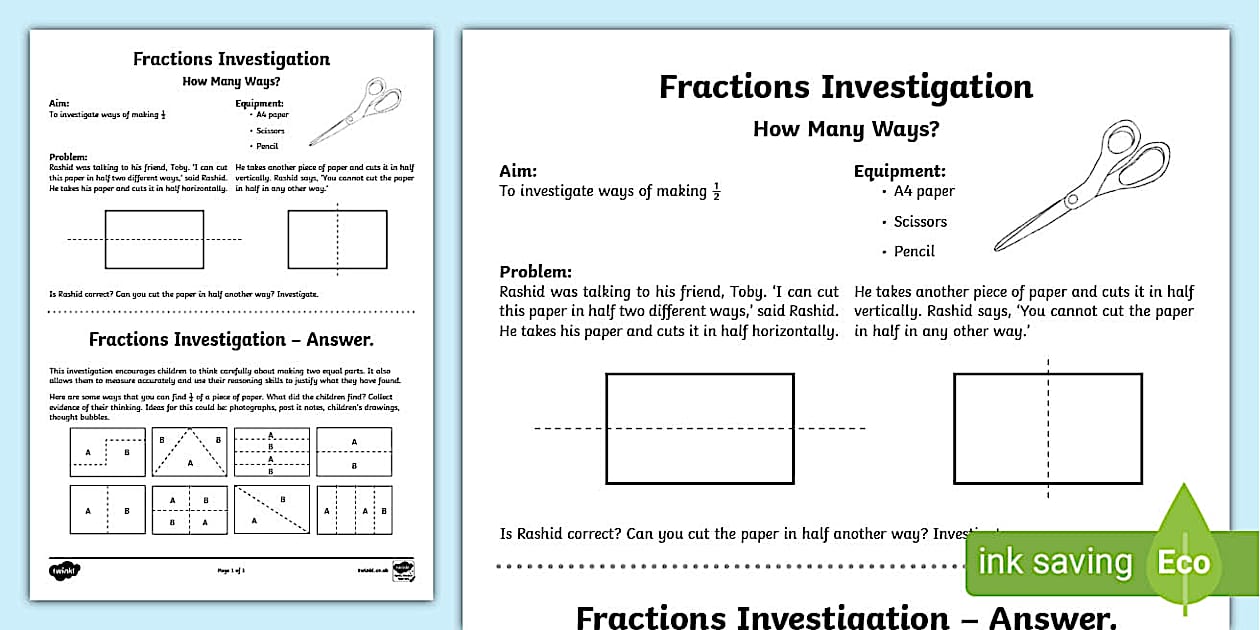 Fraction Investigation | KS1 Activity | Twinkl - Twinkl
