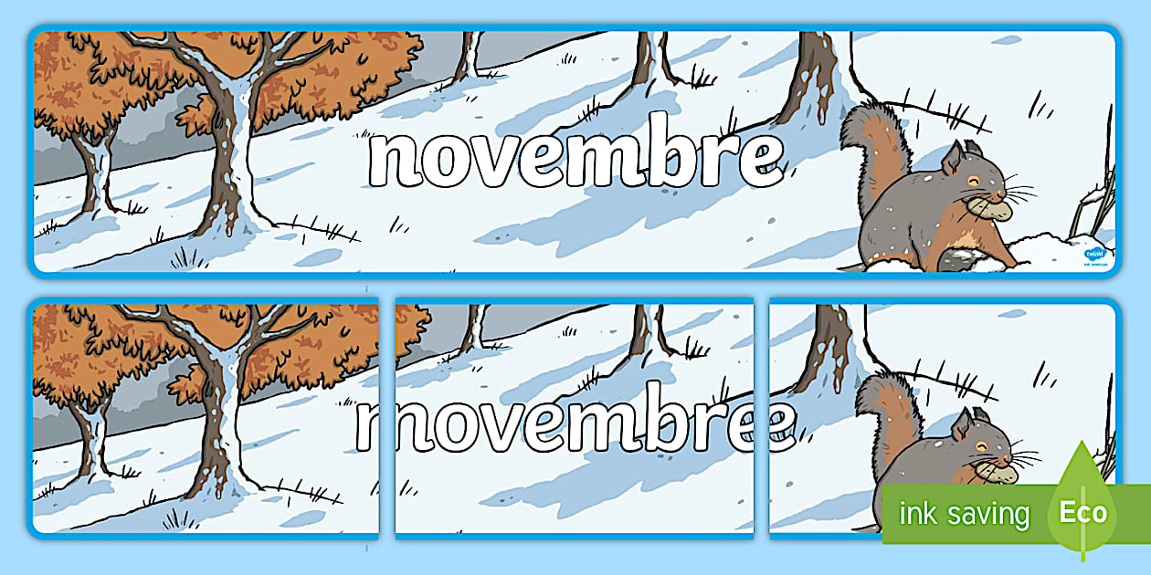 Cursive Banderole d'affichage: Novembre - Les mois de l'année