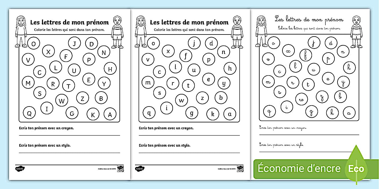 Colorier les lettres de mon prénom (Hecho por educadores)