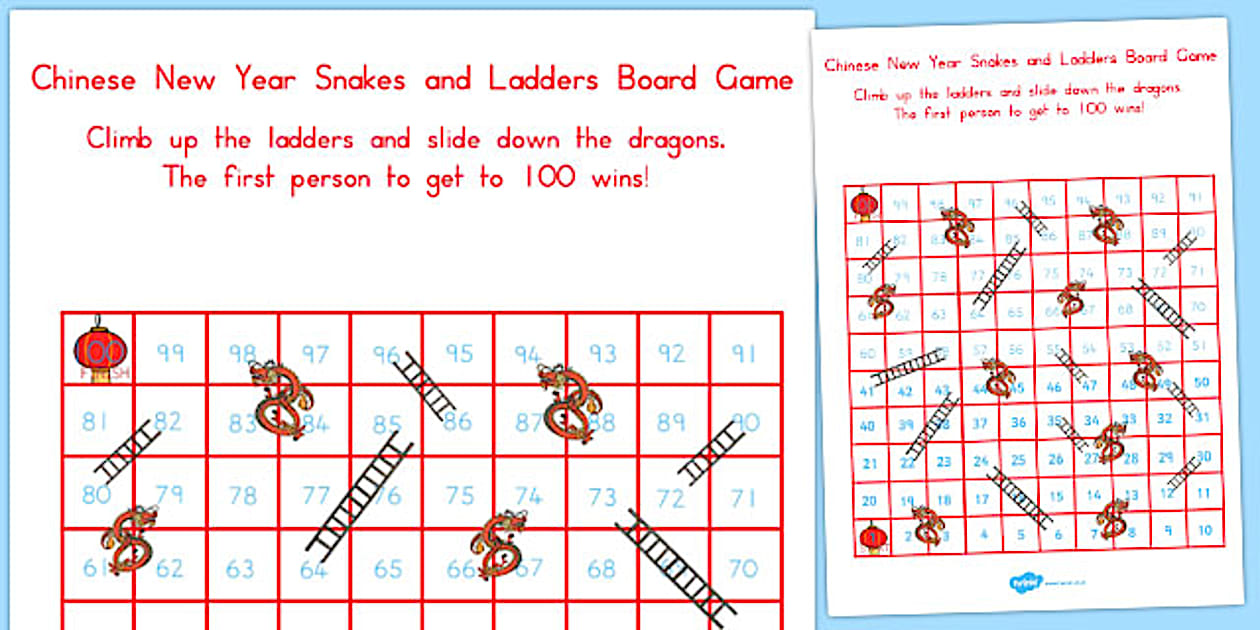 Chinese New Year Themed Snake Ladder Board Game 1-100 - australia
