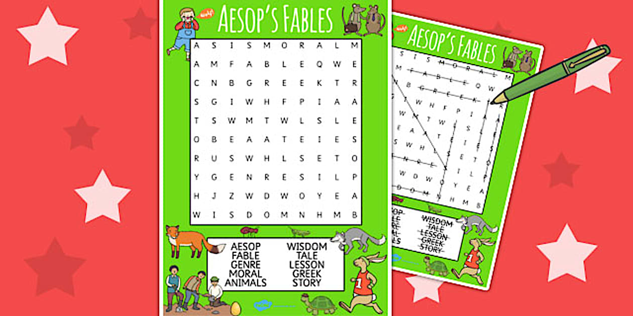 Aesop's Fables Wordsearch (teacher made) - Twinkl