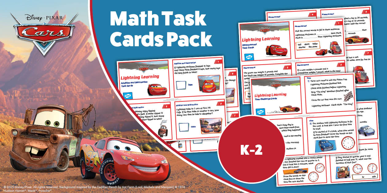 Cars: Lightning Learning Math Task Cards Pack