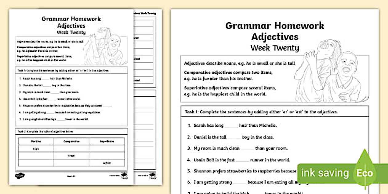 Grammar Homework Week Twenty (teacher made) - Twinkl