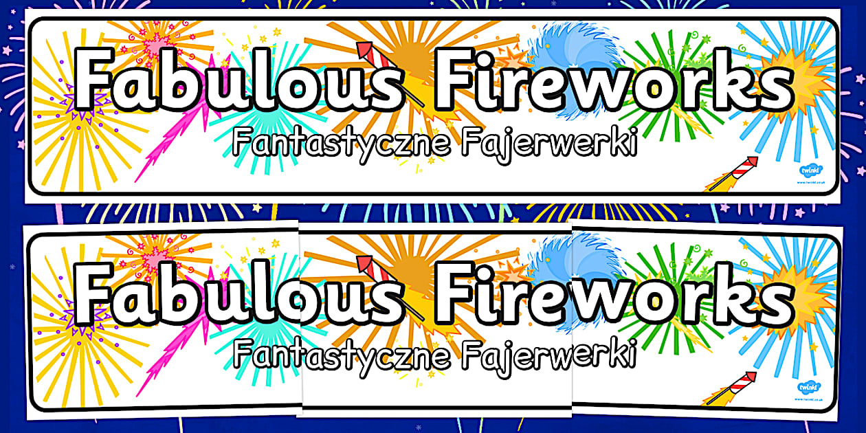 Fabulous Fireworks Display Banner Polish Translation - polish