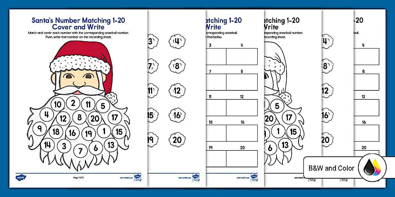 Santa Number Match Worksheet | Mathematics | Twinkl USA