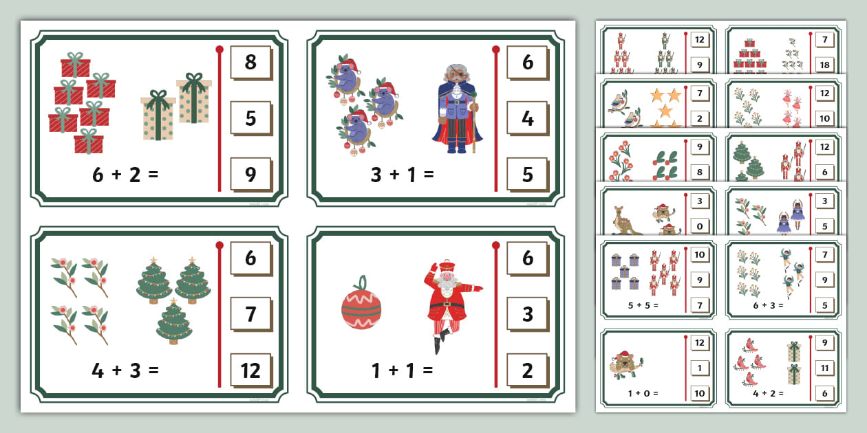 Christmas Addition Clip Cards (professor feito) - Twinkl