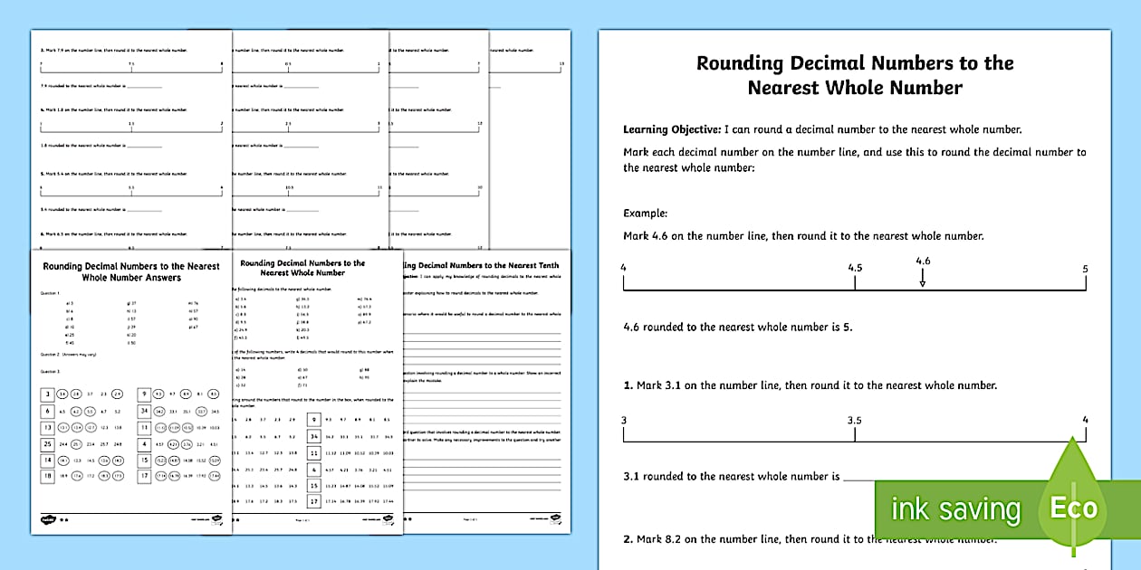 Middle Ability Rounding Decimals Worksheet (professor feito)
