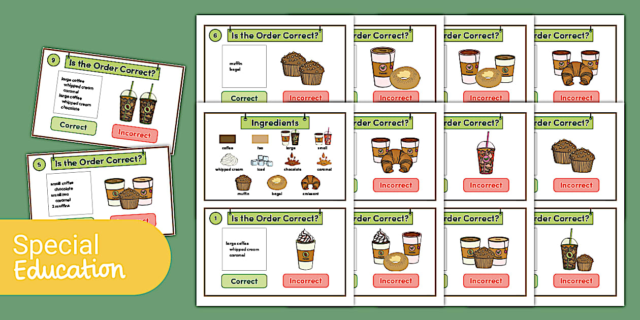 Vocational Skills: Is the Order Correct? Task Cards - Coffee