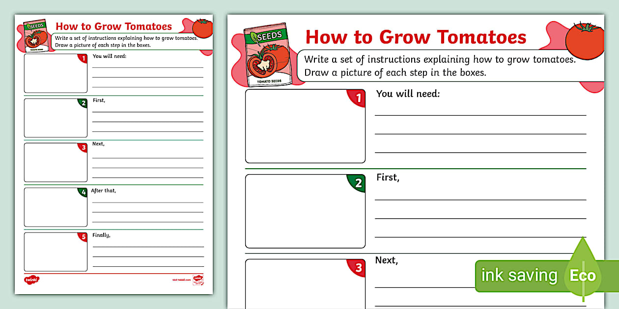 How to Grow Tomatoes Instructional Writing Template - Twinkl