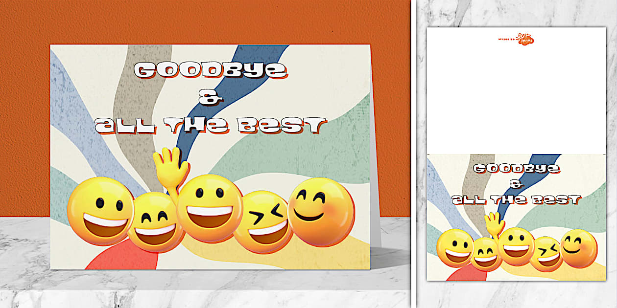 😊 Goodbye and All The Best Emoji Card | Twinkl Party