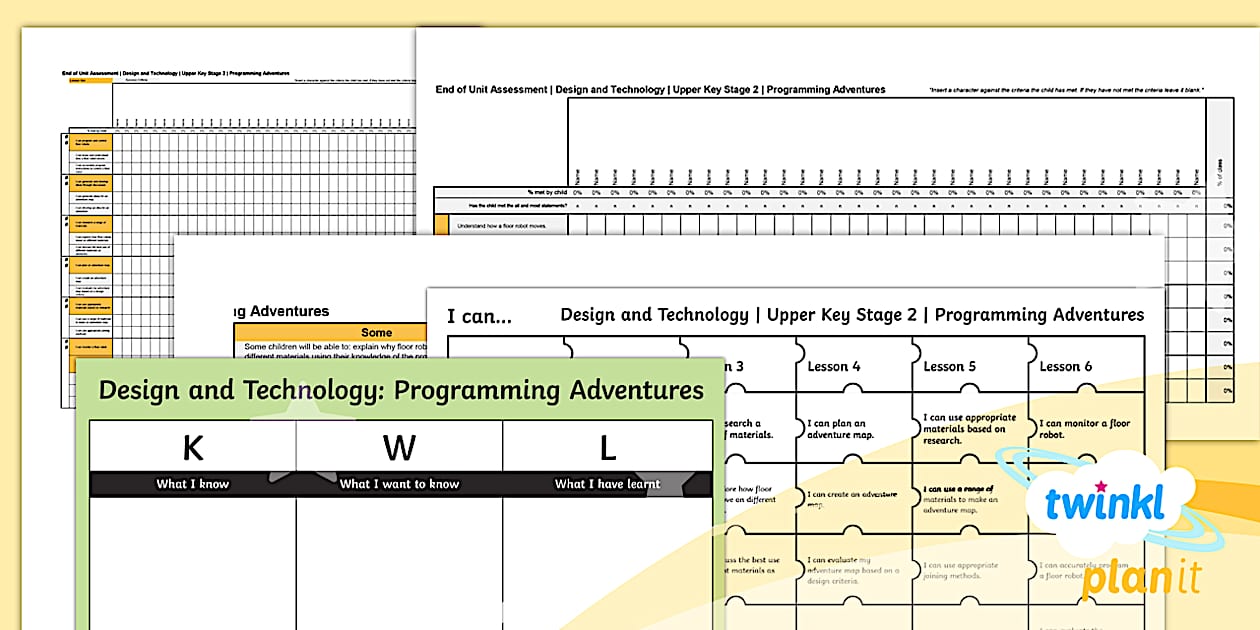 D&T: Programming Adventures UKS2 Unit Assessment Pack