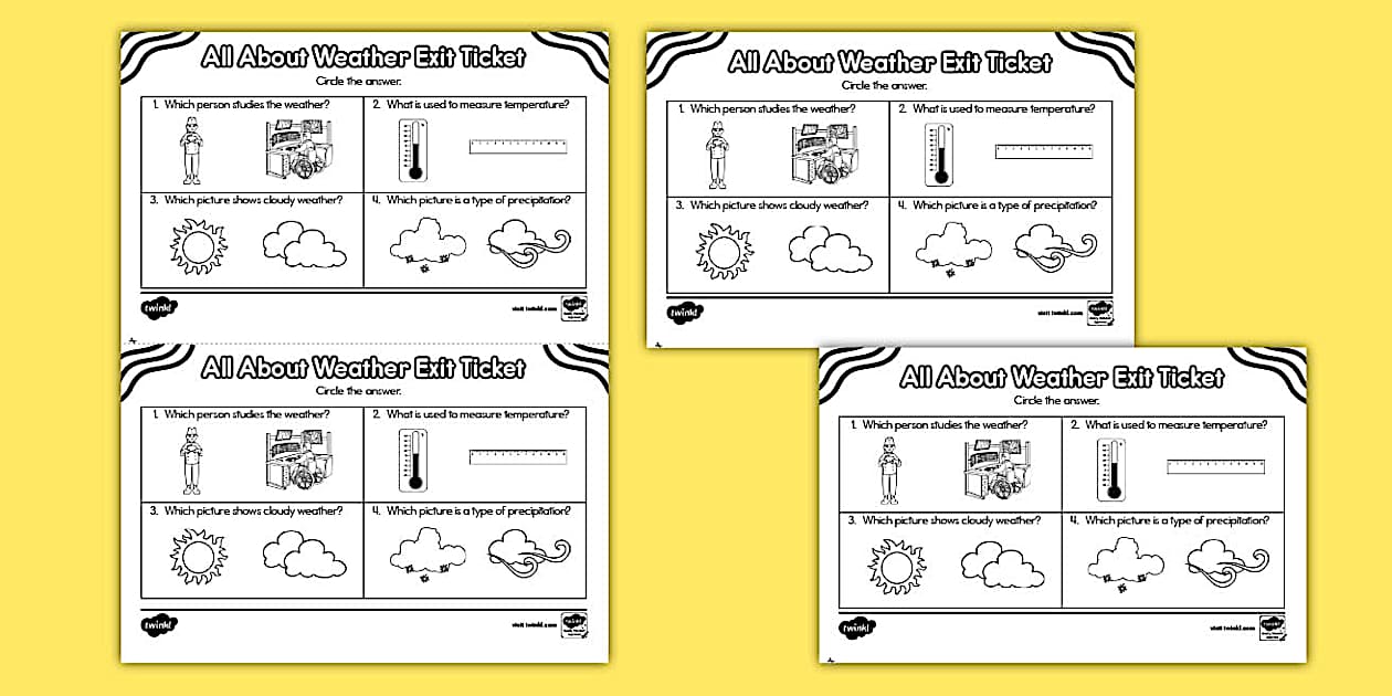 Kindergarten All About Weather Exit Ticket (teacher made)