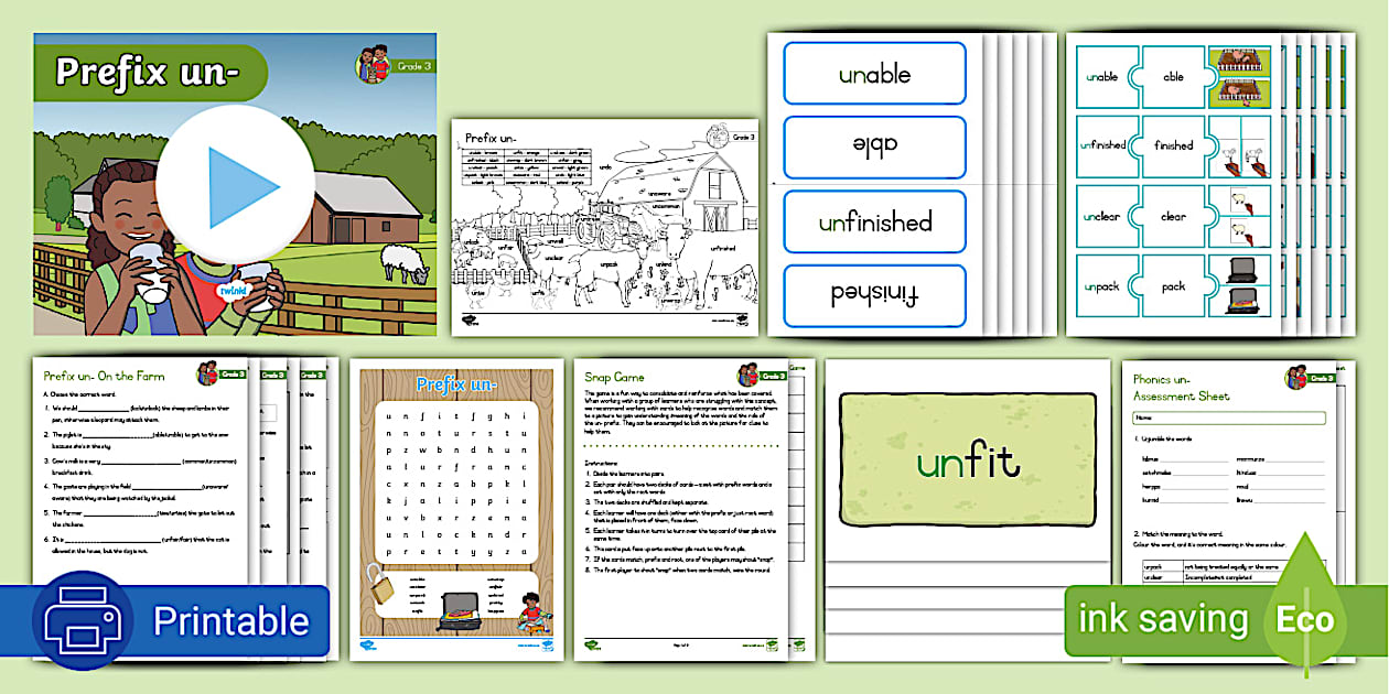 Words With Un- | Resource Pack | South Africa (teacher made)