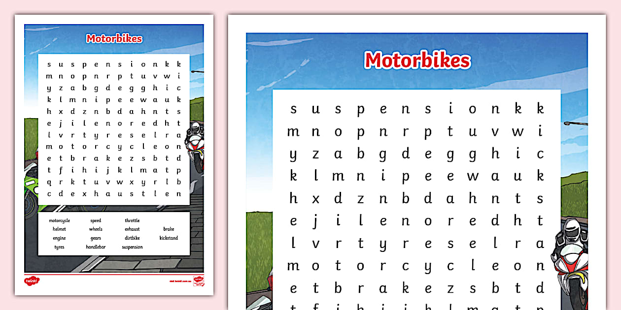 Motorbikes Word Search (Teacher-Made) - Twinkl