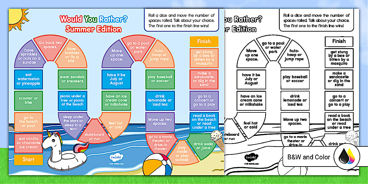 Would You Rather? Board Game - Summer Edition (teacher made)