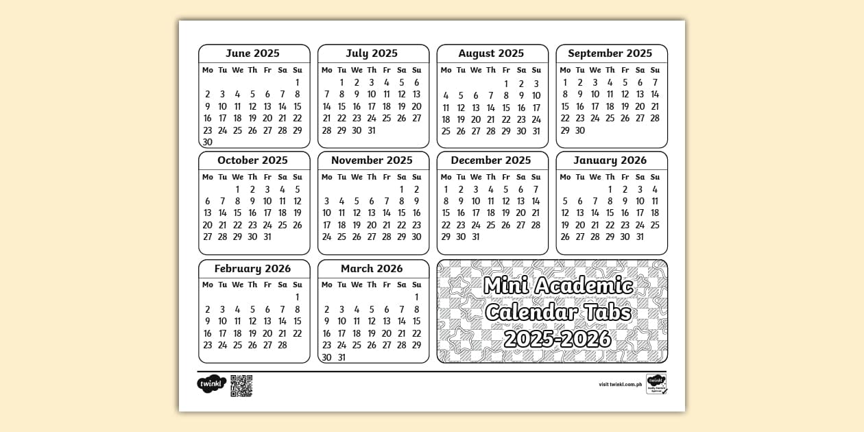 2025–2026 Mini Academic Calendar (teacher made) - Twinkl