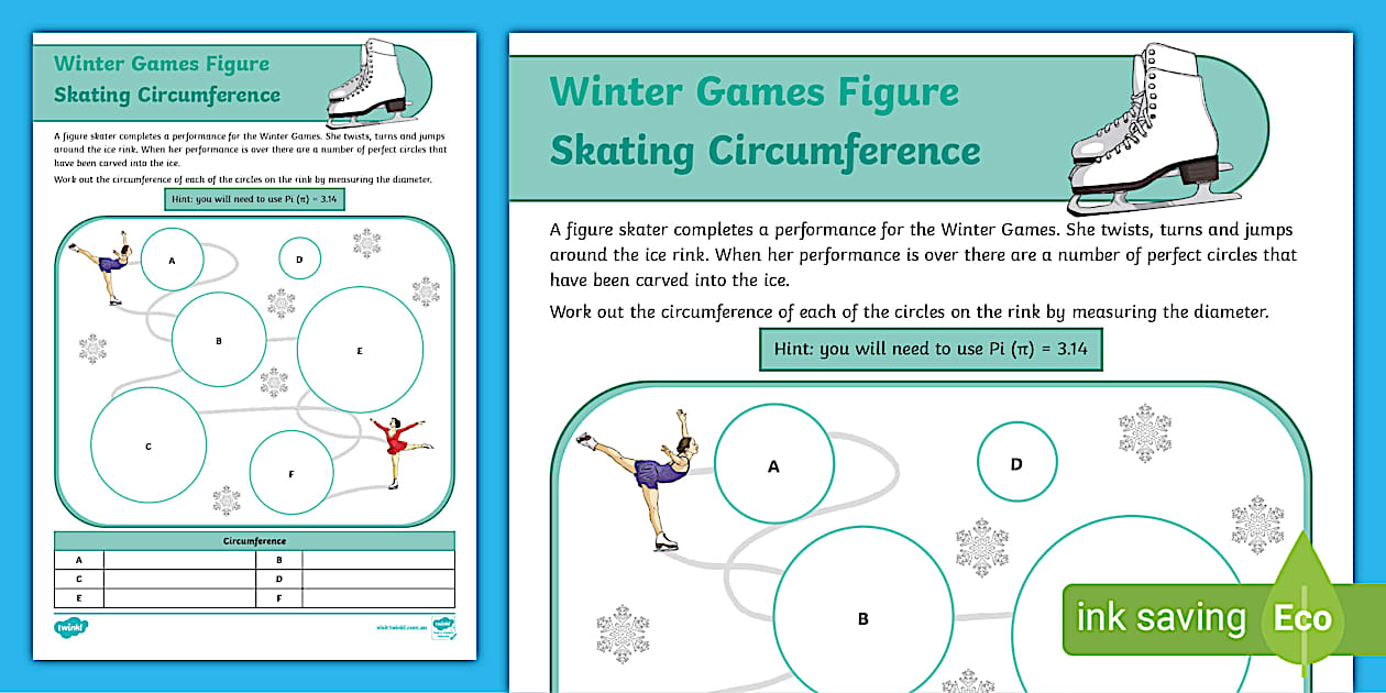 Winter Games Figure Skating Circumference Worksheet - Twinkl