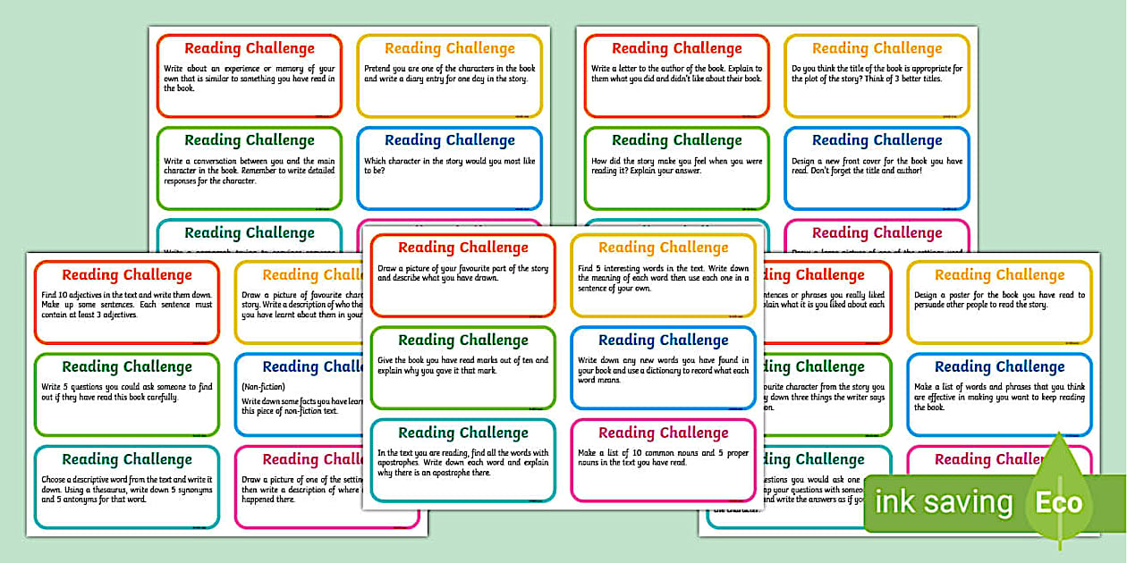 Editable Guided Reading Challenge Cards (professor feito)