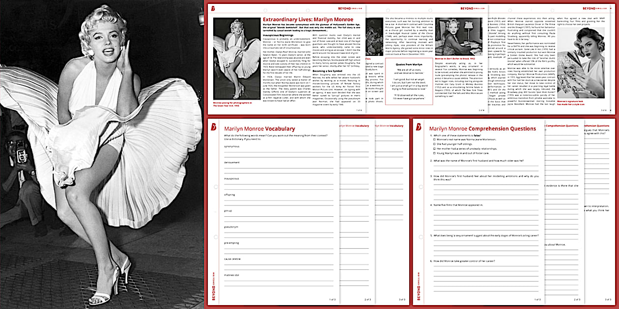 Extraordinary Lives: Marilyn Monroe Reading Comprehension