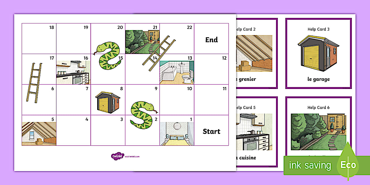 Snakes and Ladders French (teacher made) - Twinkl