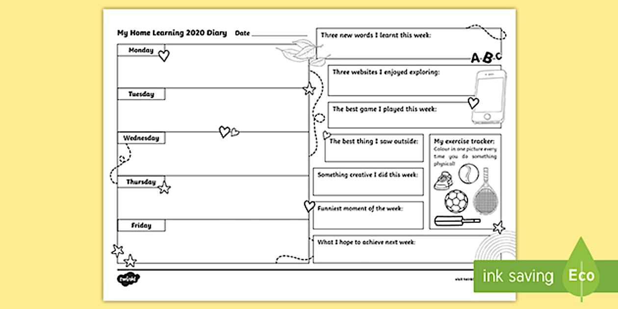 Editable My Home Learning 2020 Diary (teacher made) - Twinkl