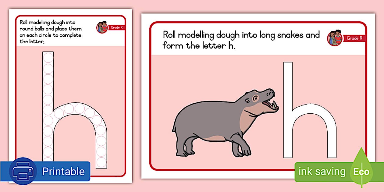 Gr. R Phonics: Letter H Modelling Dough Playmats - Twinkl