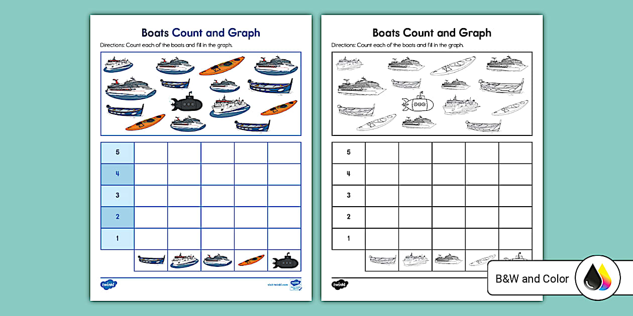 Boats Count and Graph Worksheet (teacher made) - Twinkl