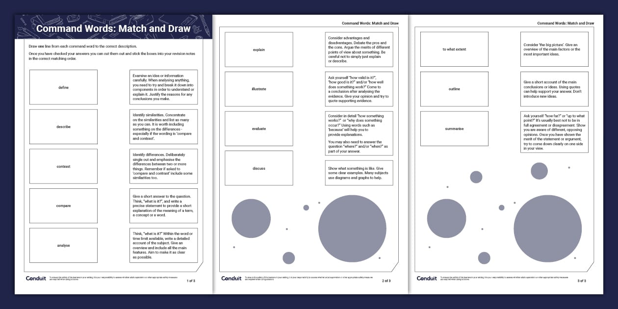 Command Words Match and Draw (teacher made) - Twinkl