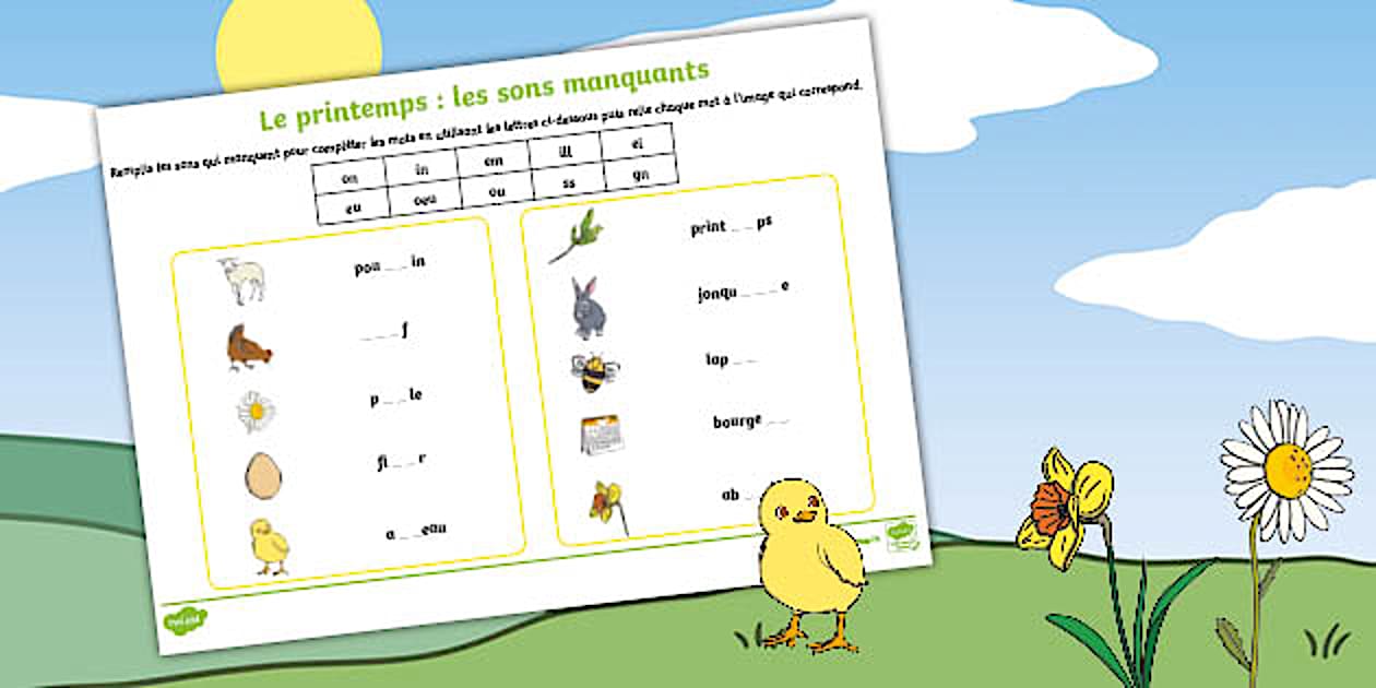 Feuille d'activités sur les sons : Le printemps