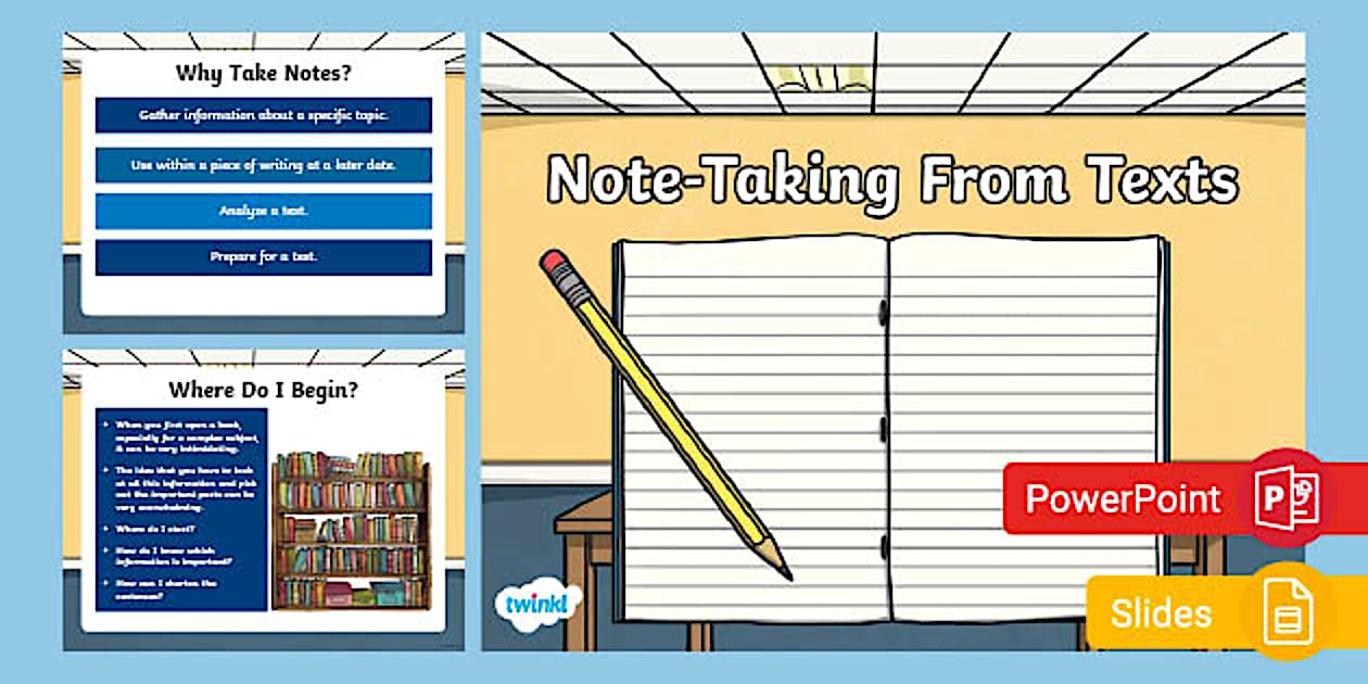 Taking Notes From Texts PowerPoint & Google Slides for 3rd-5th Grade
