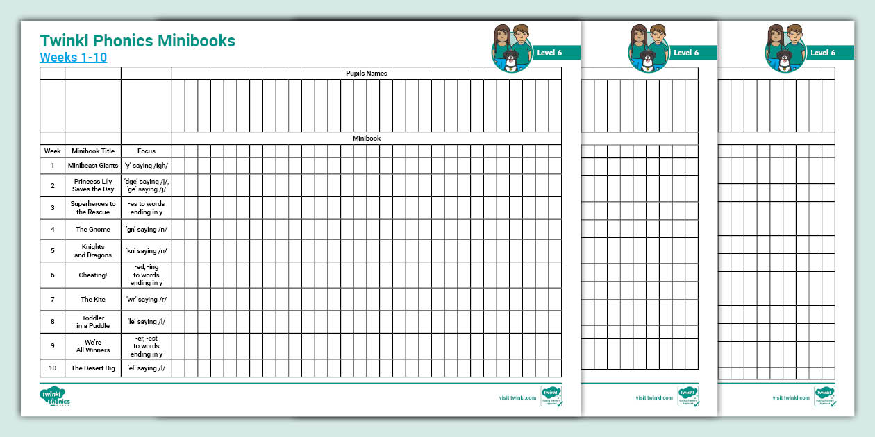 Twinkl Phonics Level 6 Minibook Checklist (teacher made)