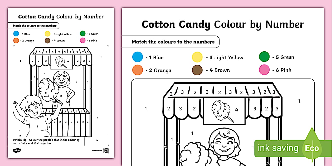 Cotton Candy Colour by Number Page | Twinkl Colour by Number