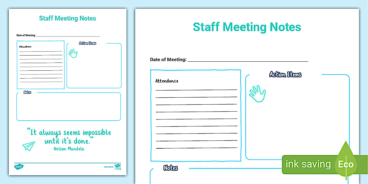 Early Years Staff Meeting Notes (teacher made) - Twinkl