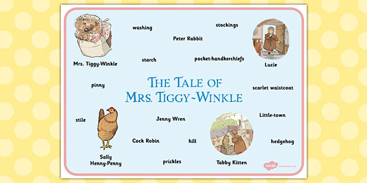 Cursive The Tale of Mrs Tiggy Winkle Word Mat (Beatrix Potter)