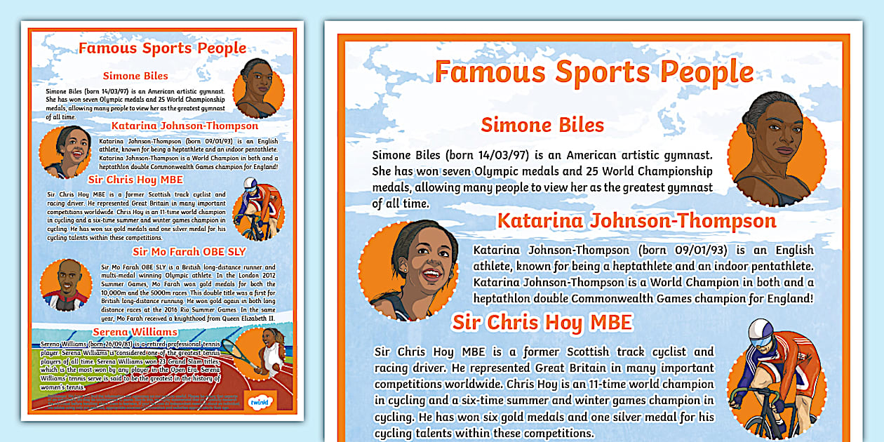 Famous Sports People Fact File (professor feito) - Twinkl