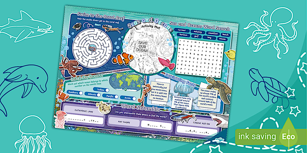 Seas and Oceans Activity Mat (Ages 7 - 11) (teacher made)
