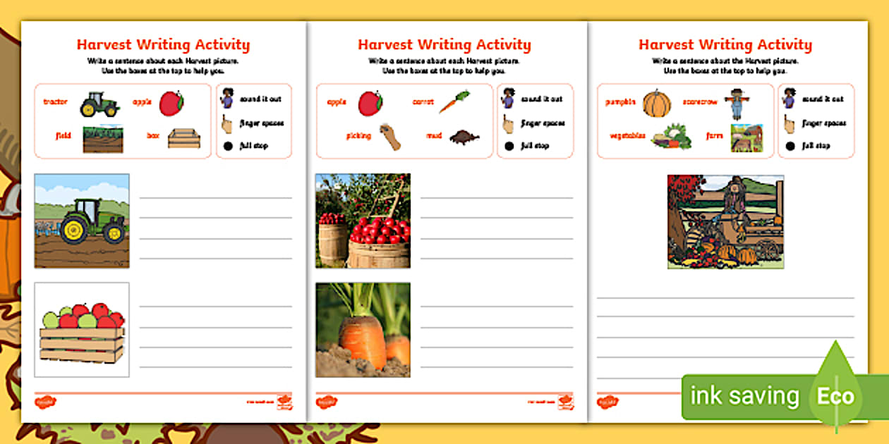 Harvest Activity | Early Writing Resource (teacher made)