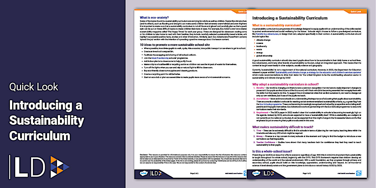 Quick Look: Introducing a Sustainability Curriculum - Twinkl